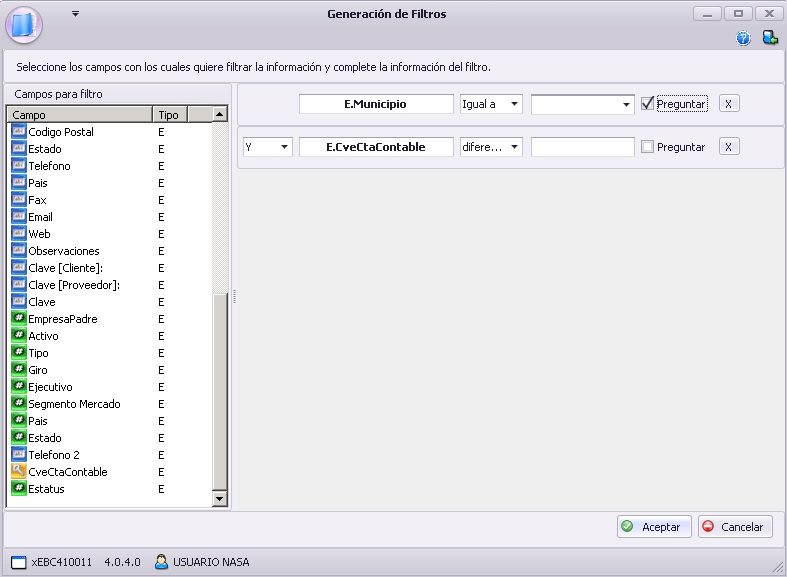 xEBC410011 – Creación de Filtros | Consoft