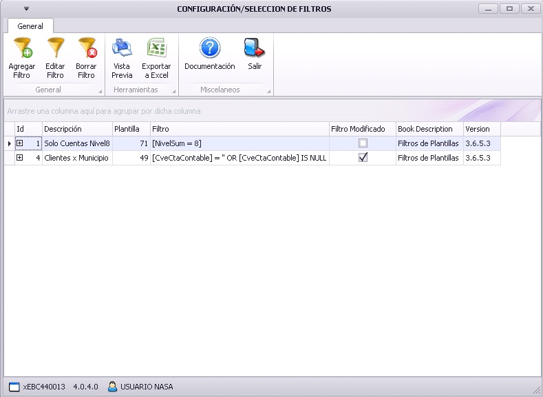xEBC440013 – Administración de Filtros | Consoft